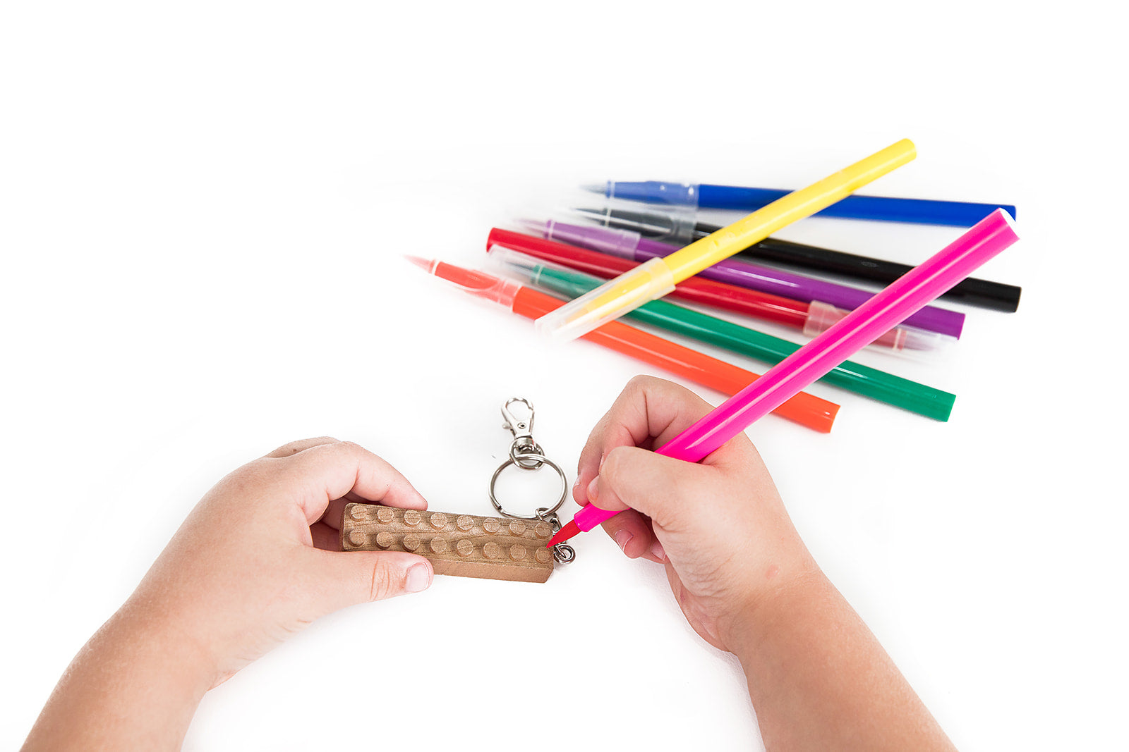 Once Kids Makers Bricks - Wooden Bricks Keychain Color STEM Craft