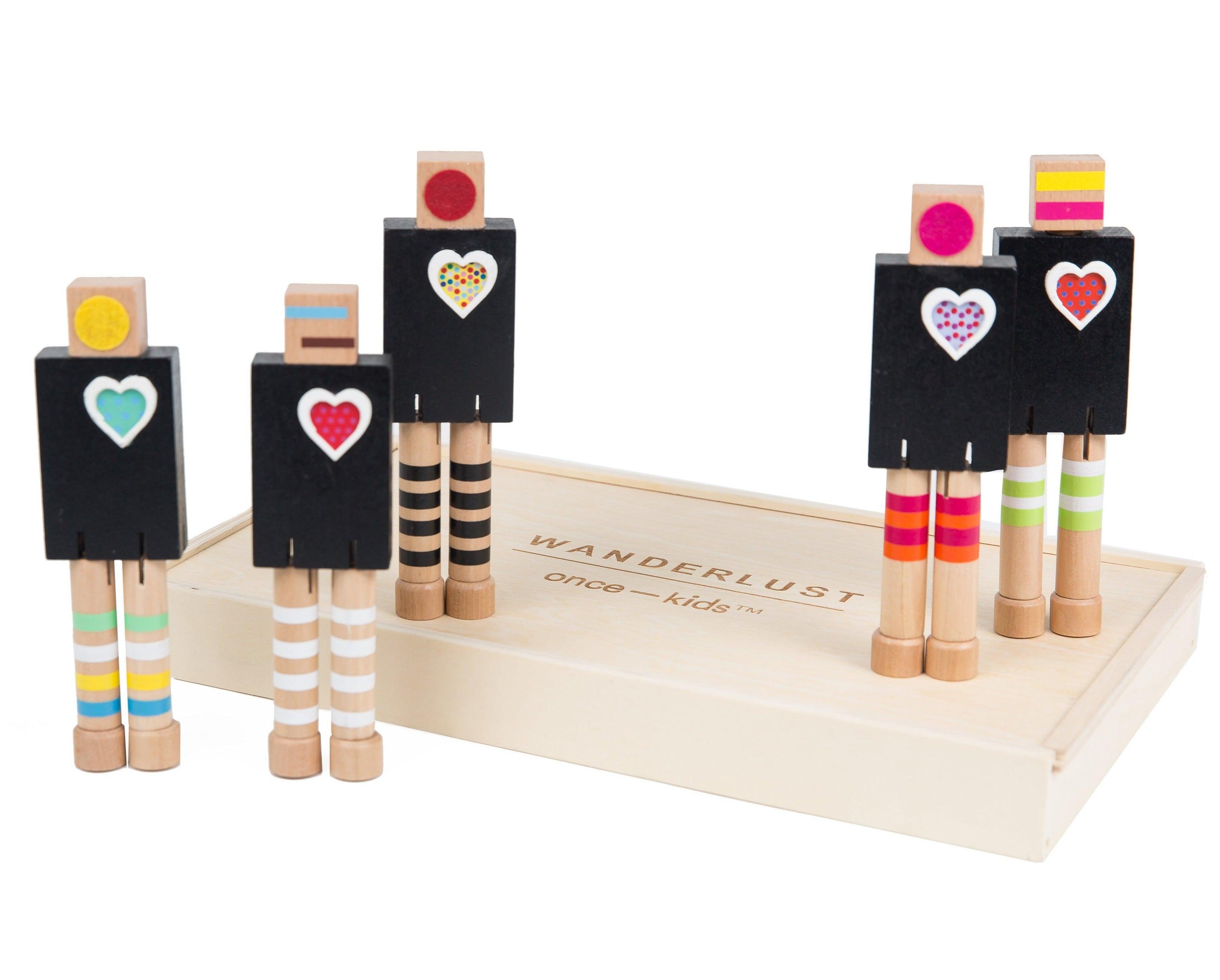 Once Kids Wanderlust Chalkboard Robots - Customizable Wooden Play Set
