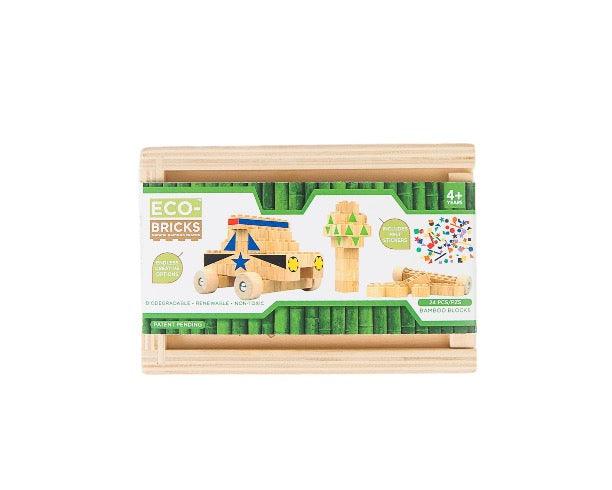 Eco-Bricks Bamboo 24-Piece Set | Natural Construction Bricks