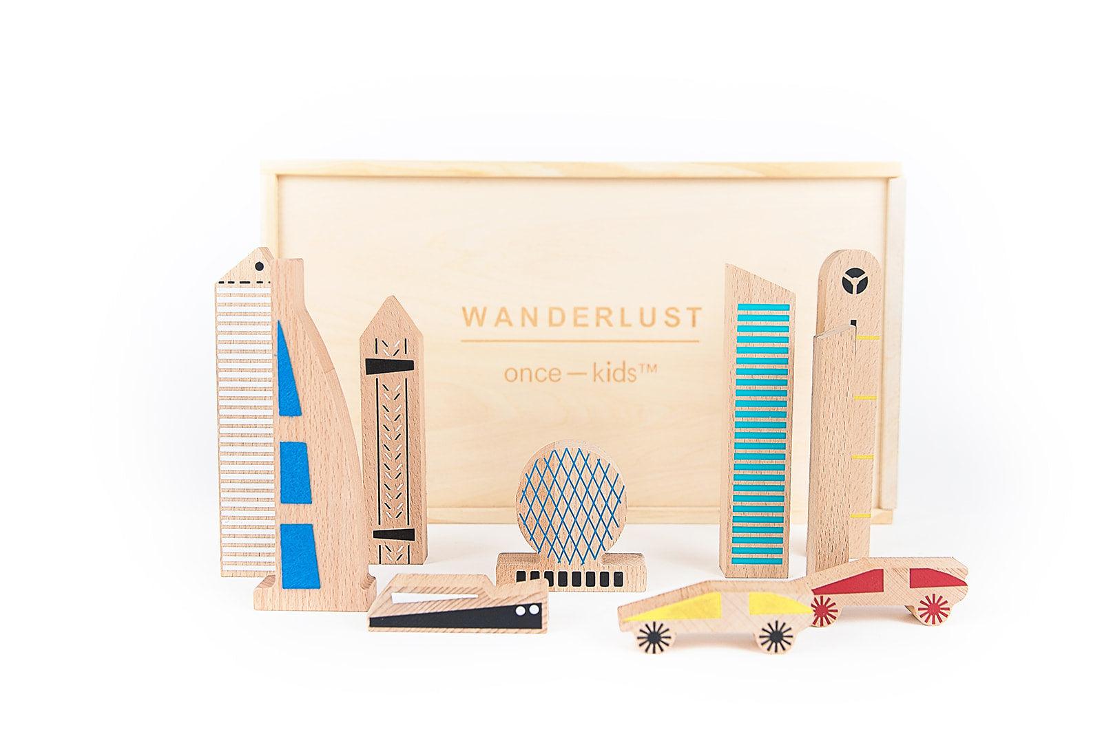 Once Kids Wanderlust City Blocks Dubai - Natural Wooden Block Play Set