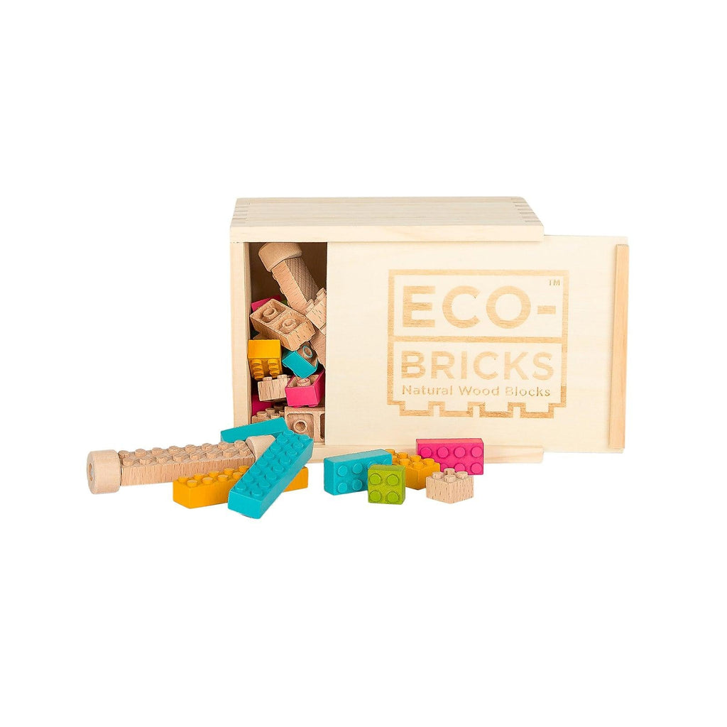 Eco-Bricks Natural Wood Color Bricks | Green Construction Toys - Once Kids