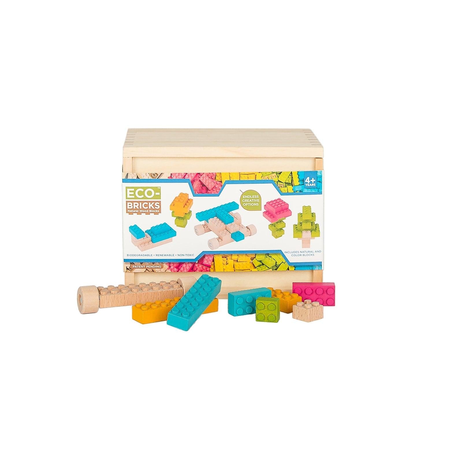 Eco-Bricks Natural Wood Color Bricks | Green Construction Toys - Once Kids