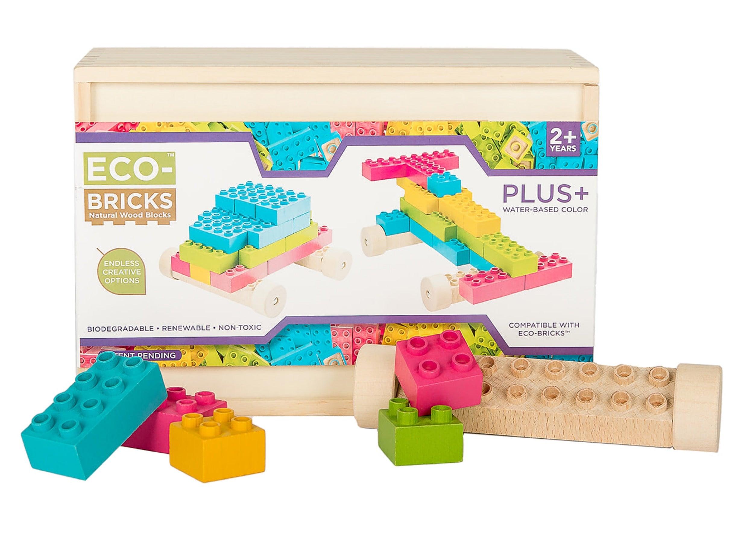 Eco-Bricks Plus+ Size Color Wood Bricks | Natural Toys