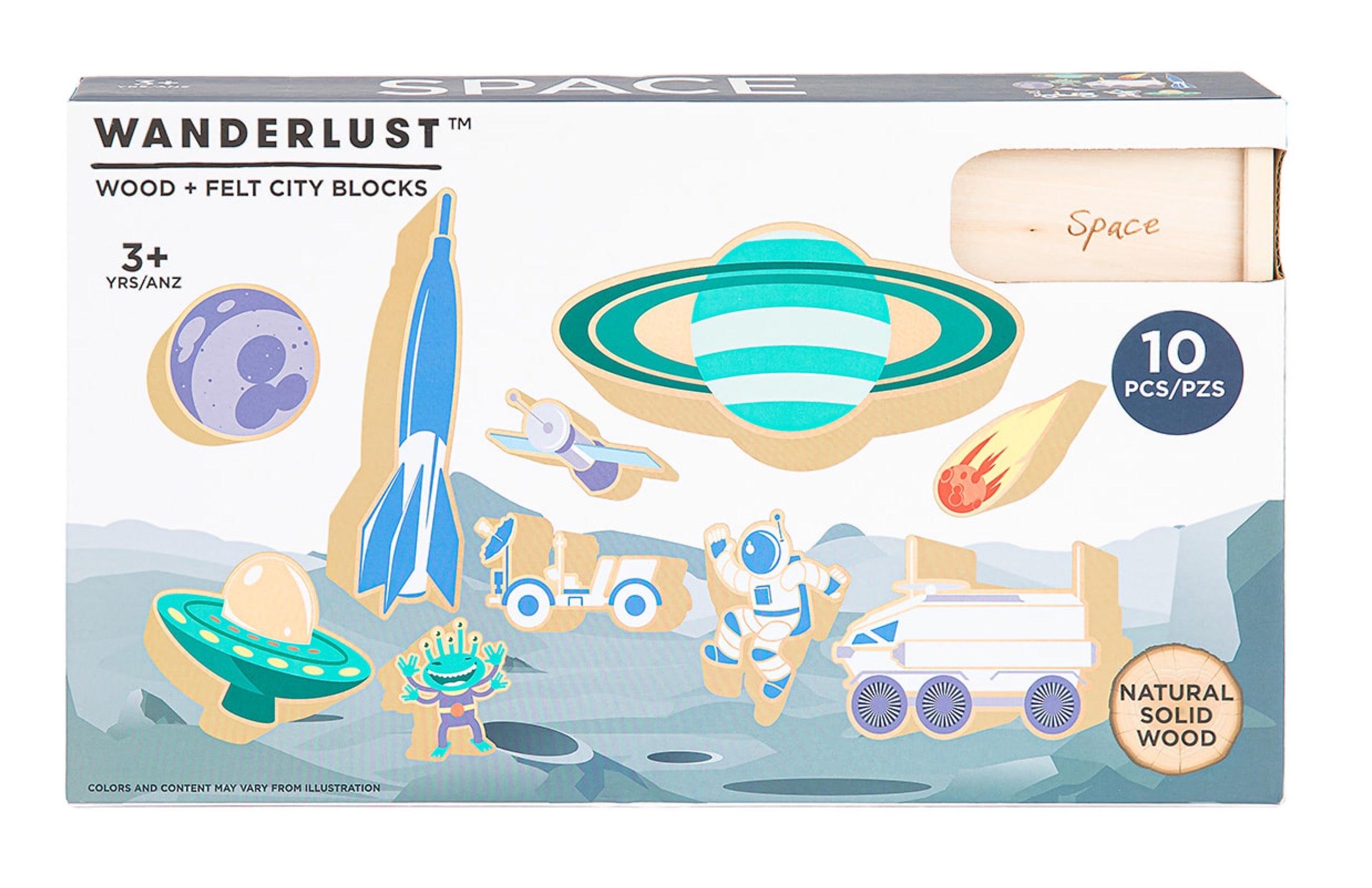 Once Kids Wanderlust Natural Wooden Space Themed Blocks