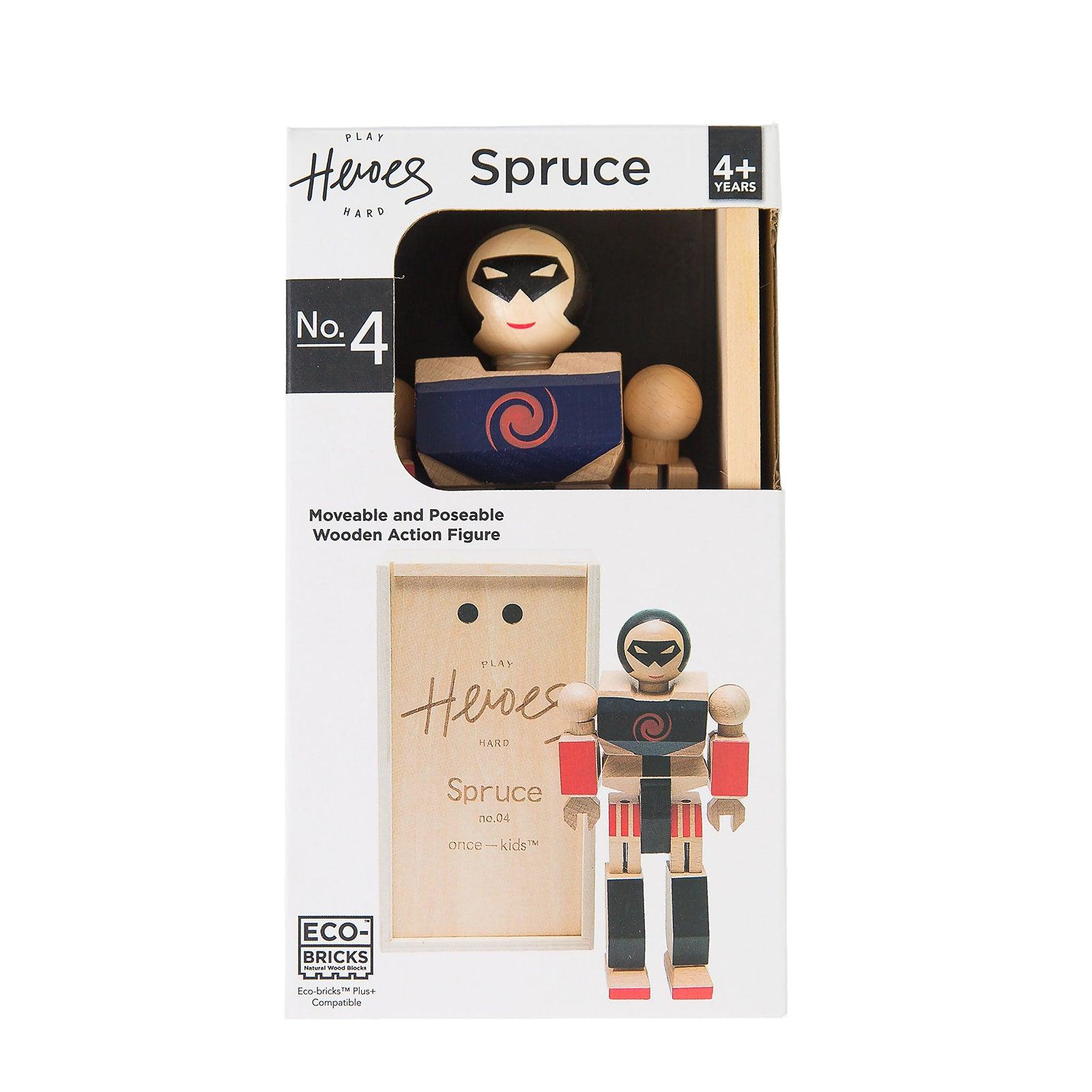 Once Kids Wood Action Figure Playhard Heroes #4 Spruce