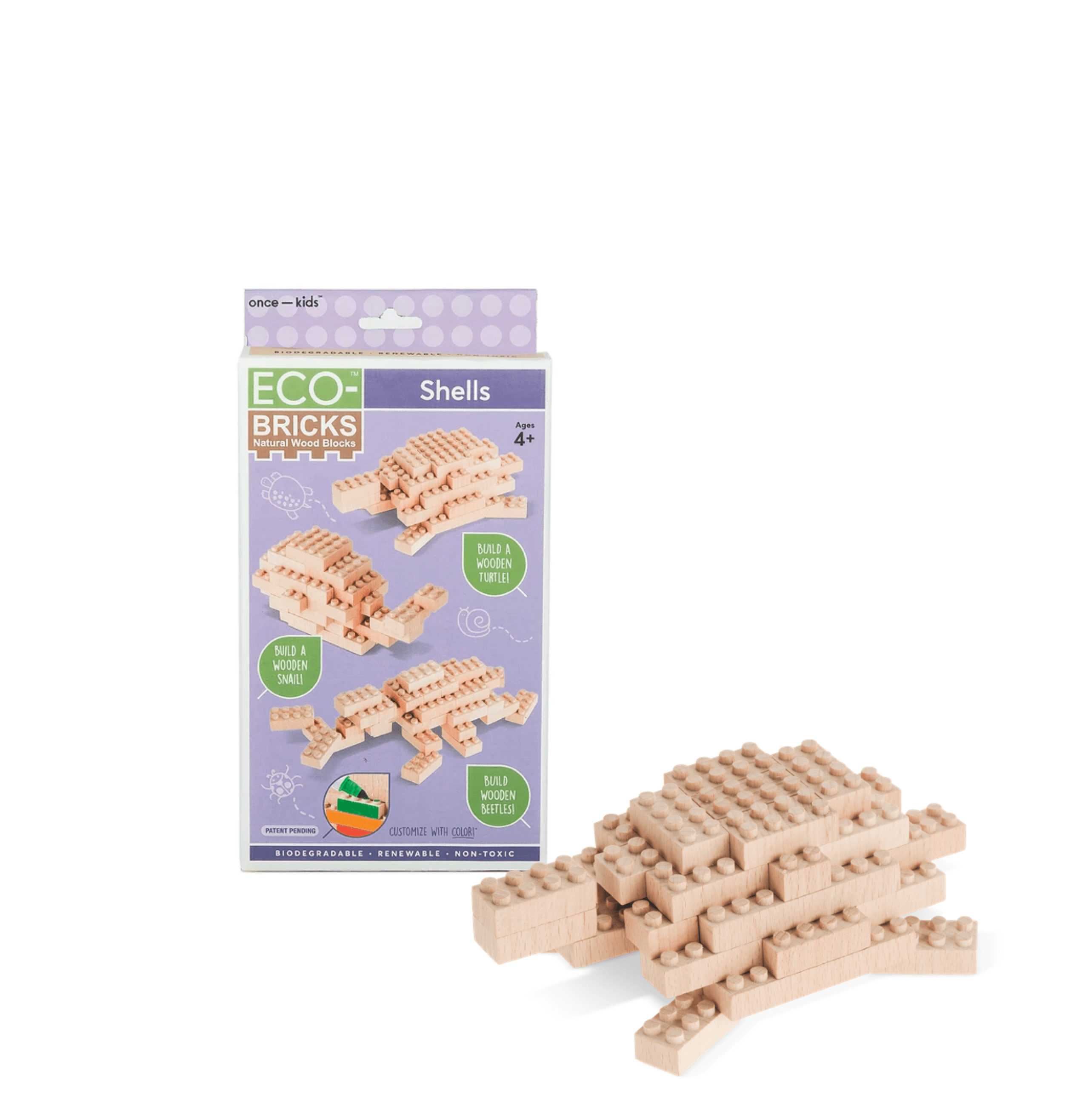 Eco-bricks Wooden Bricks 3 in 1 Shells Set - Natural, Creative & STEM